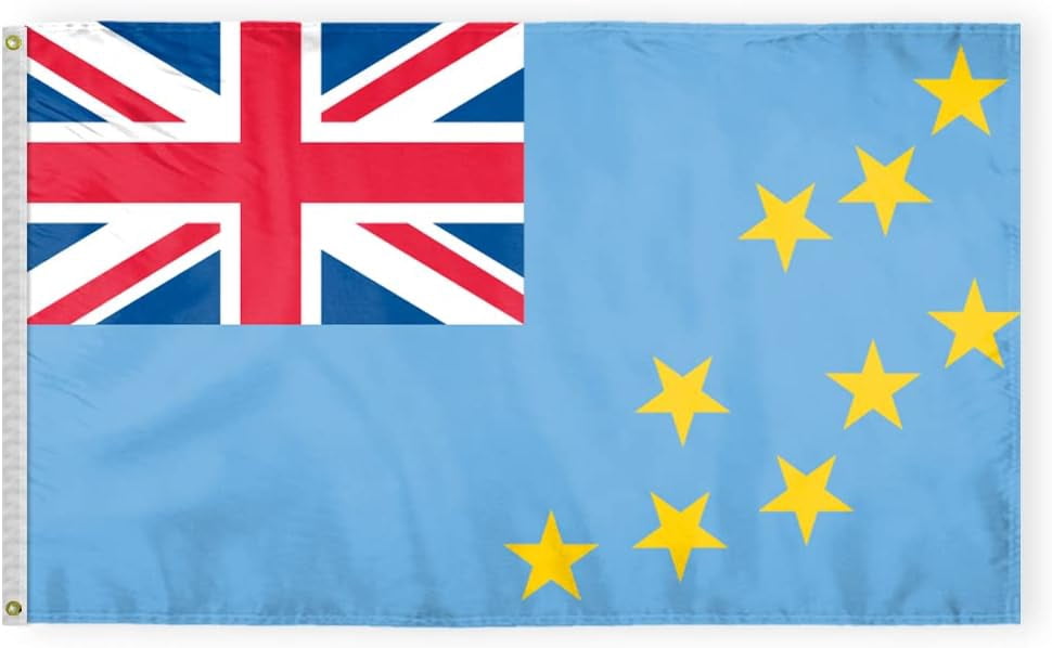 AGAS Tuvalu Flag 3x5 ft Double Stitched Hem 100% Polyester Metal ...