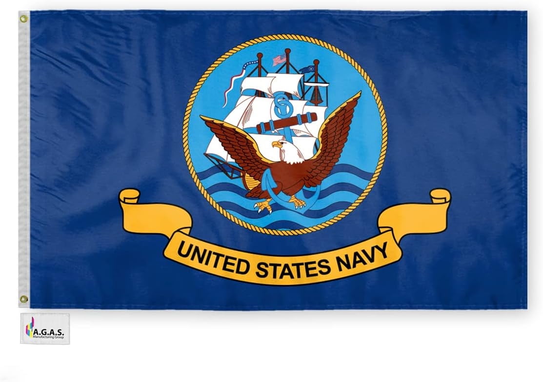 AGAS US Navy Flag 3x5 Ft - Printed Durable Polyester United States Navy ...