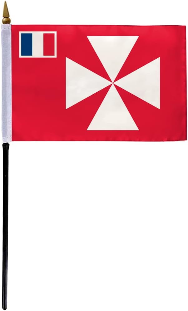 AGAS Wallis and Futuna Flag 4x6 inch - 11" Plastic Pole 100% Polyester ...