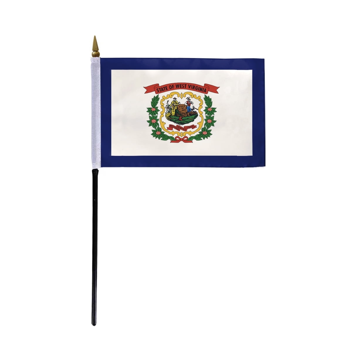 AGAS West Virginia Stick Flag 4x6 Inch with 11 inch Plastic Pole ...