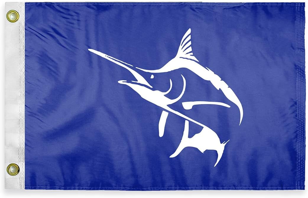 AGAS White Marlin Novelty Boat Flag - 12 x 18 inch - Double Sided ...