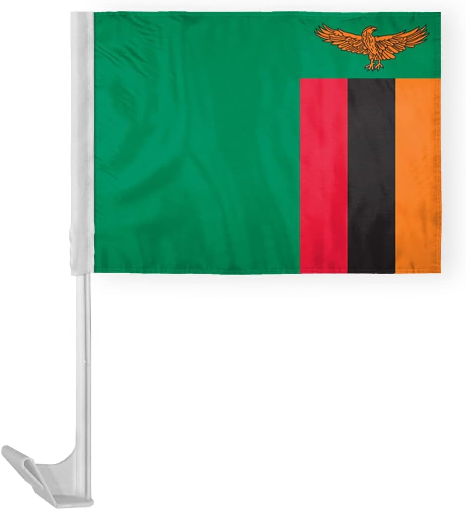 AGAS Zambia Car Flag 12x16 inch Polyester Fabric Double Stitched 17 ...