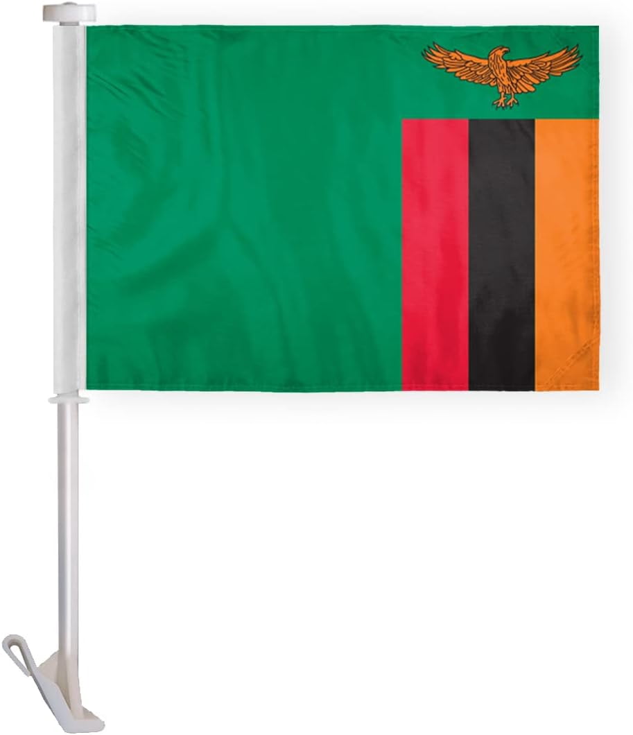 AGAS Zambia Car Flag Premium 10.5x15 inch Printed Double Sided on Super ...