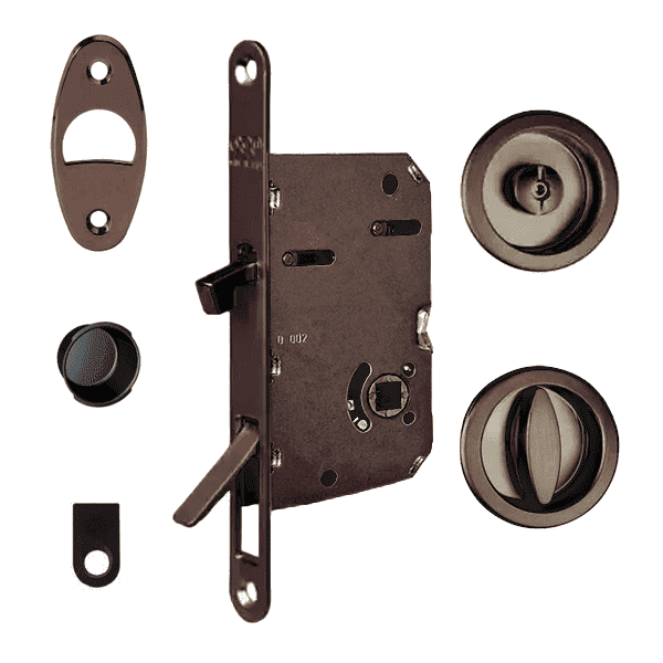 AGB Scivola Tre Sliding Pocket Door Lock Case Privacy (WC) w/ Round ...