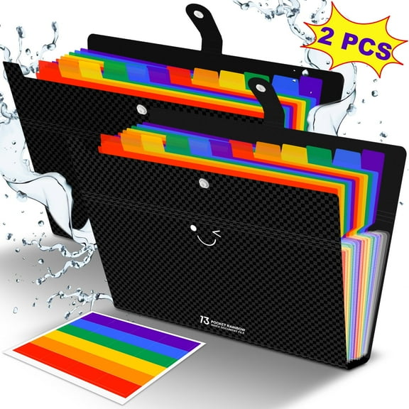 5 Pack 7 Pocket Accordian File Organizer, Expanding File Folder with ...