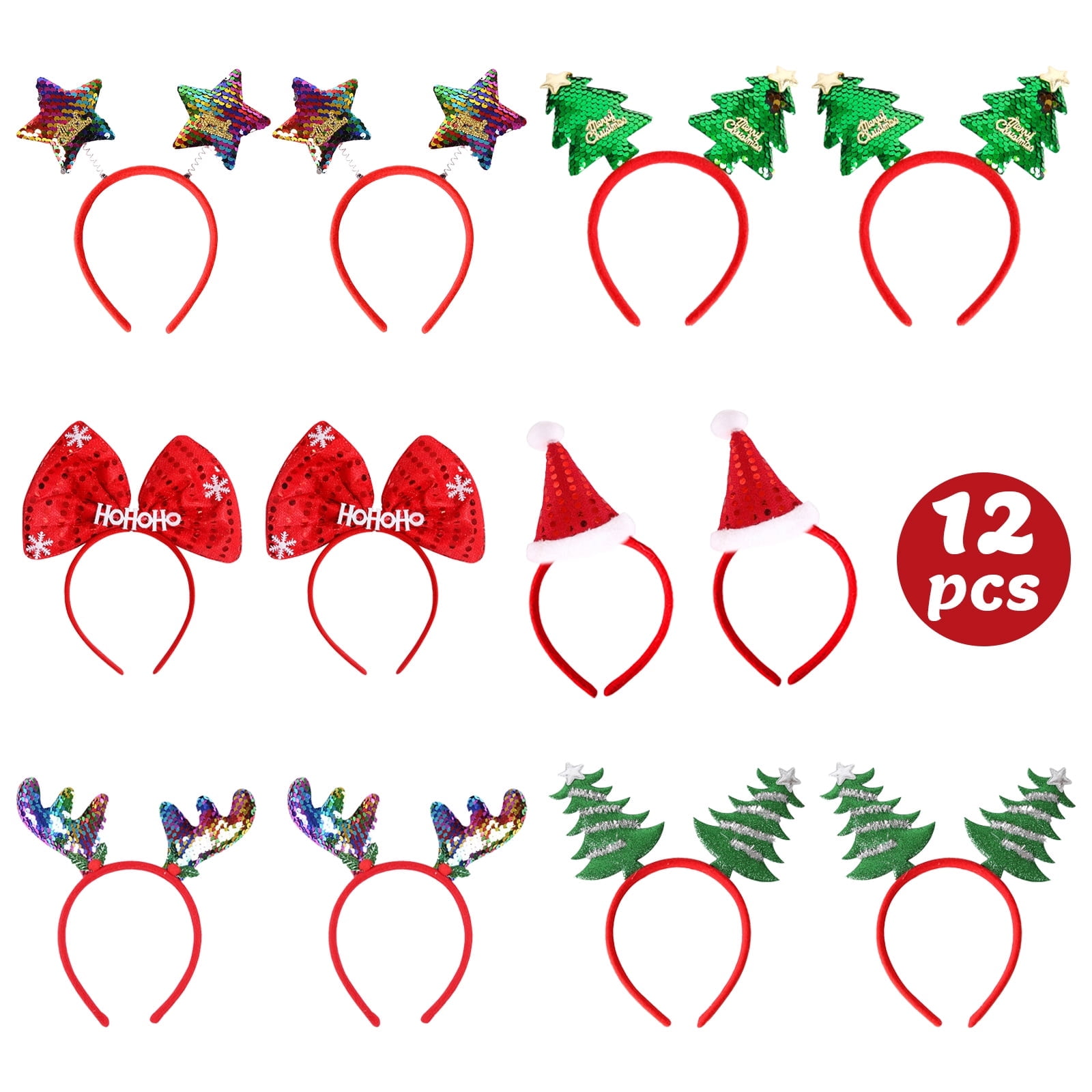 AGCAN 12 PCS Christmas Headbands with Different Designs Costume ...