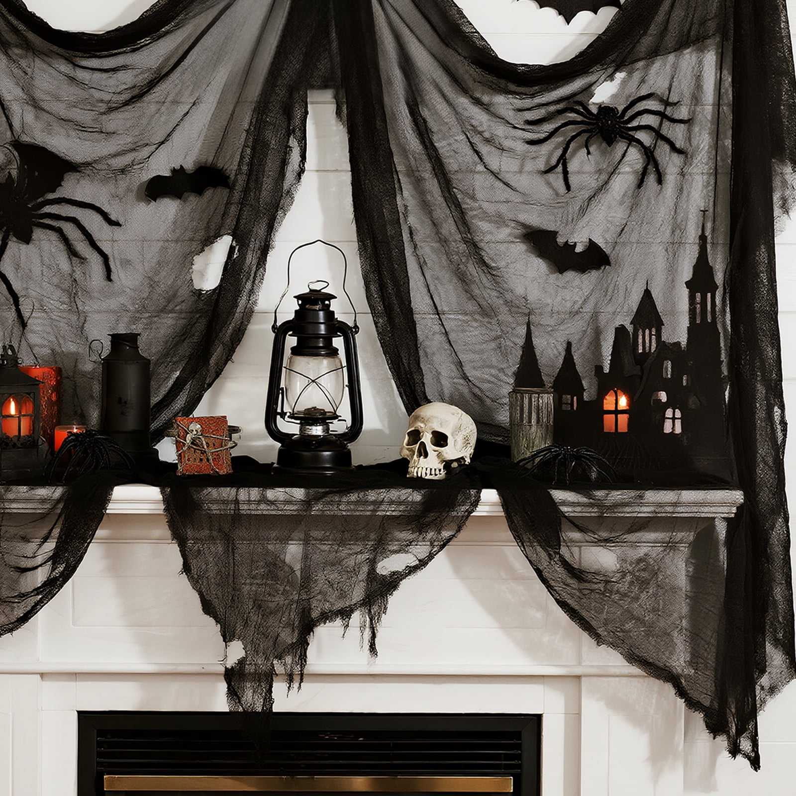 AGCAN Halloween Black Creepy Cloth, 197 x 79 Inch Spooky Gauze Fabric ...