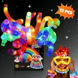 AGCAN 12 Pack Glow Stretchy Tubes, 6 Colors Light Up Pop Tube Party ...
