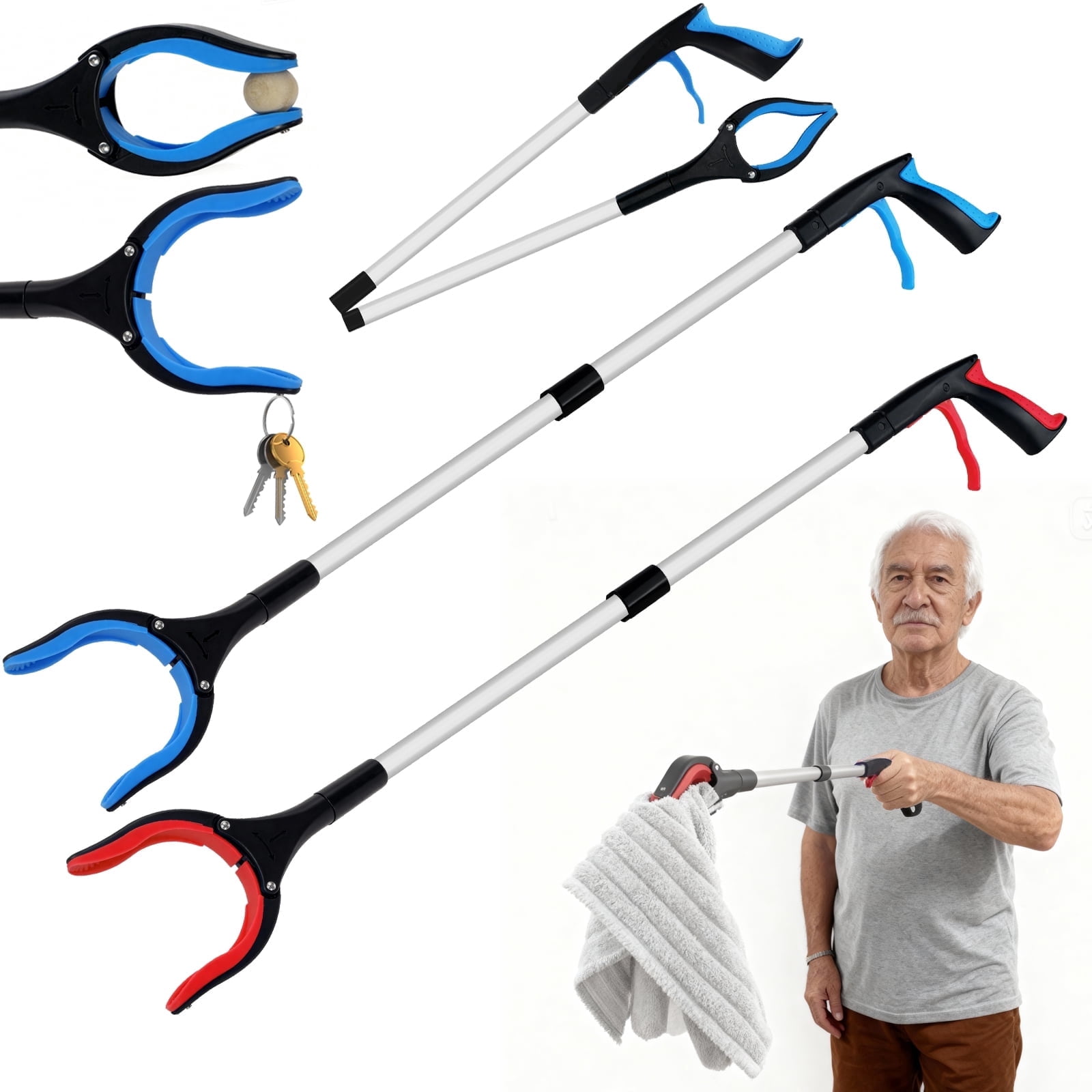 AGCAN 2 Pack Grabber Reacher Tool, 32” Extra Long Foldable Reacher ...