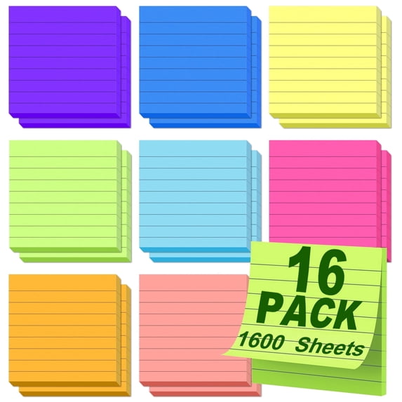 AGCAN 16 Pads Sticky Notes with Lines, 3 x 3 in Notepads with Lines ...
