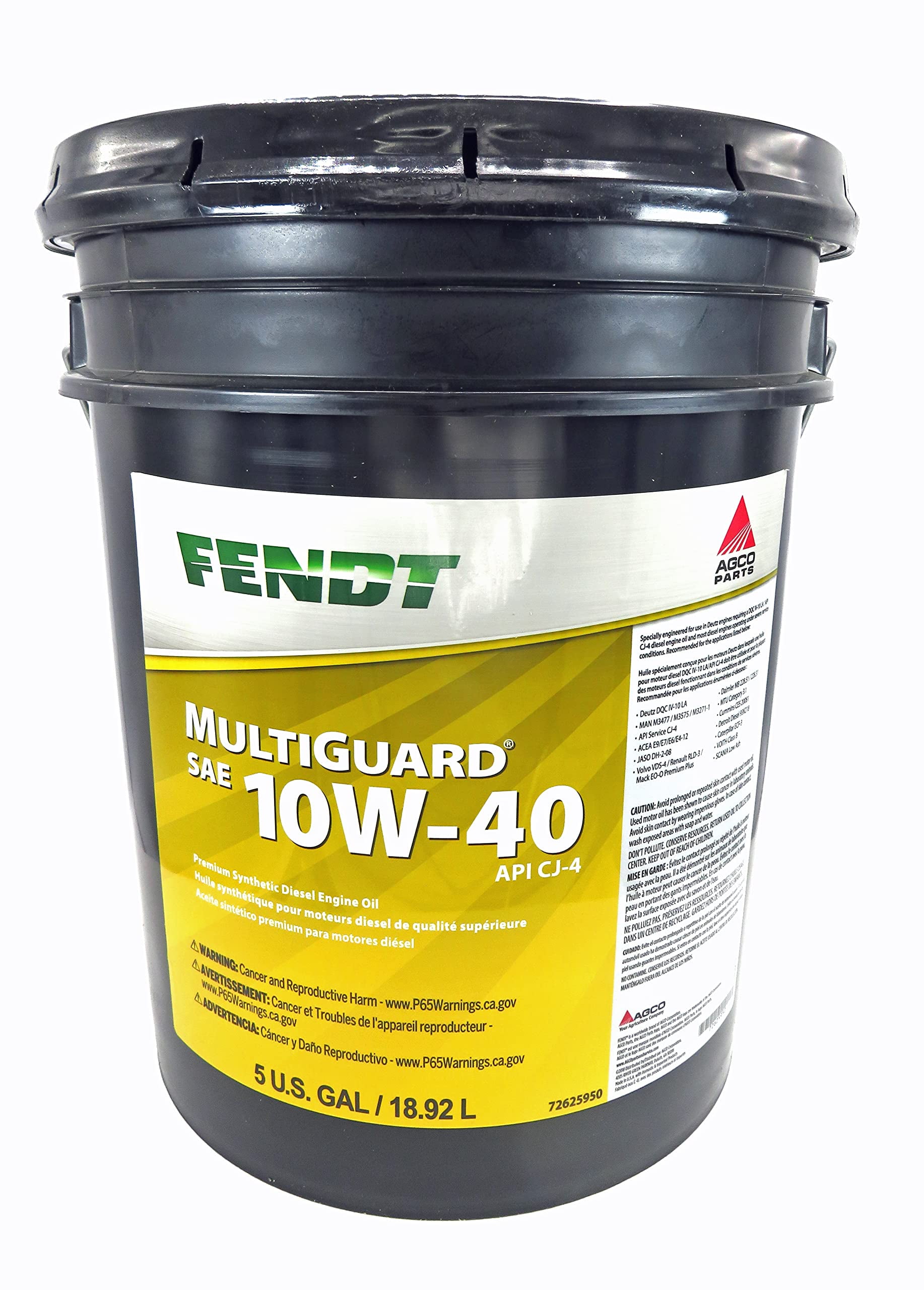 AGCO MultiGuard SAE 10W-40 Synthetic Diesel Engine Oil API CJ-4 5 Gallon, 72625950 - Walmart ...