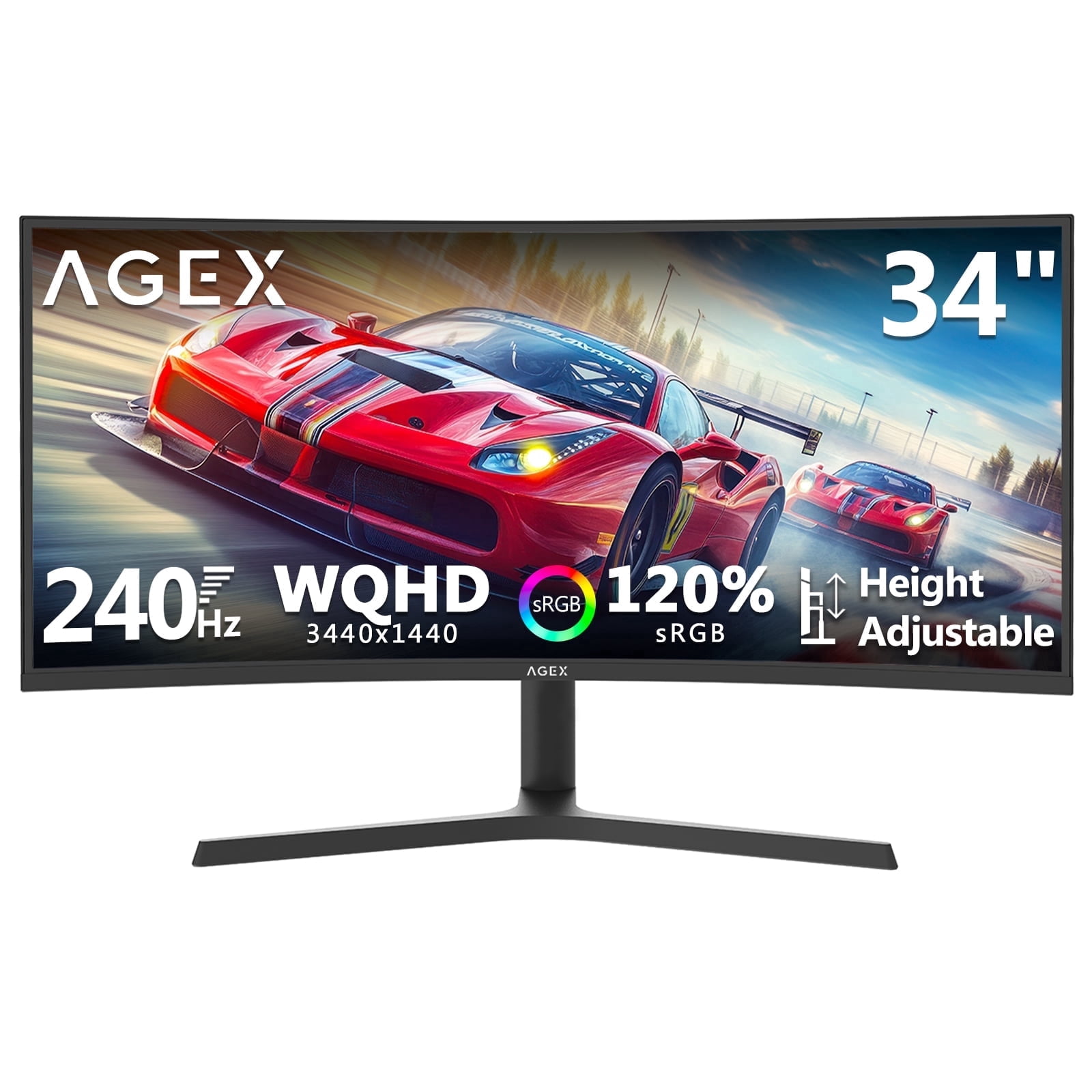 AGEX 34-Inch Curved Ultrawide Gaming Monitor - WQHD 3440x1440, 240Hz ...
