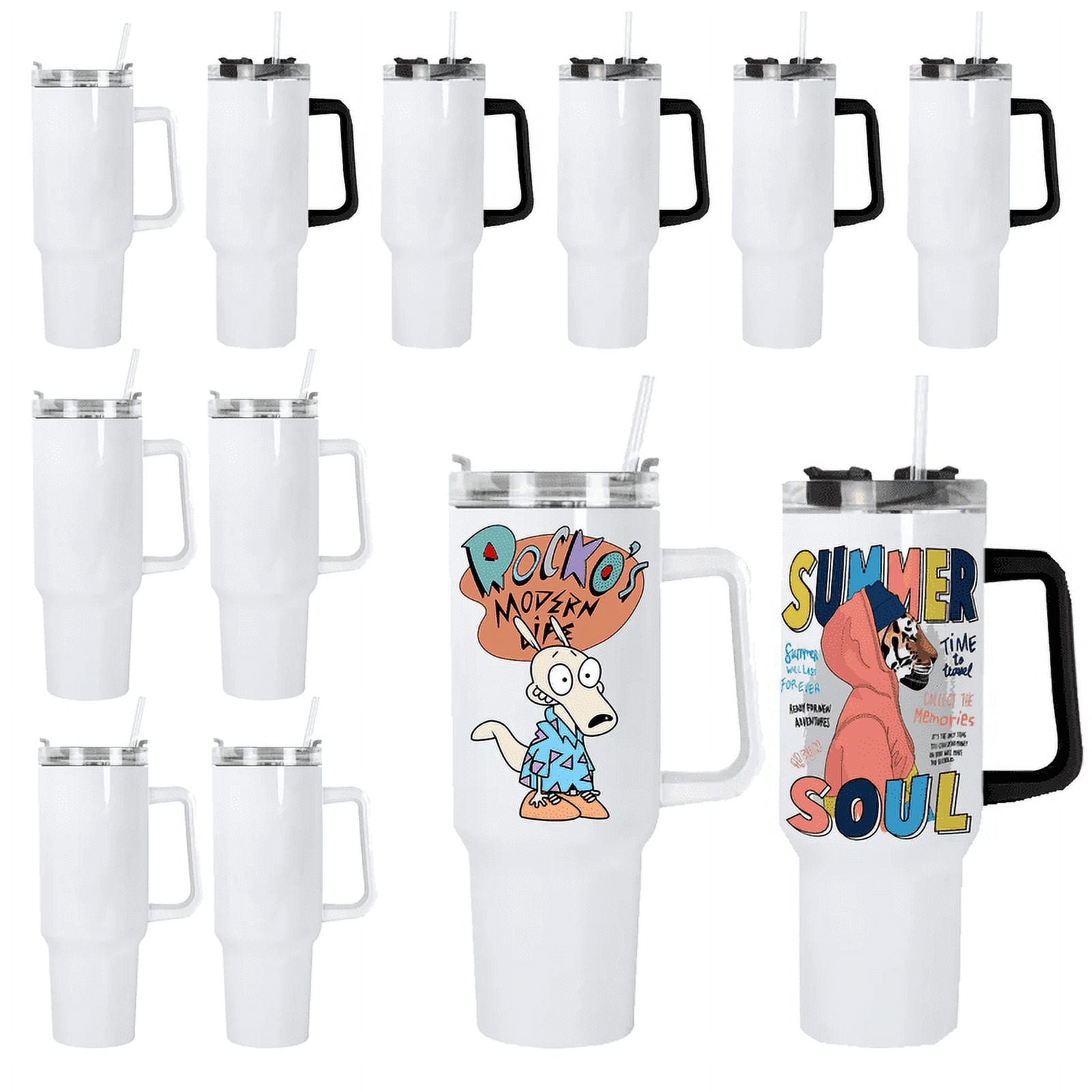 AGH 12 Pack 40 OZ Sublimation Tumbler Blanks with Handle & Straw ...