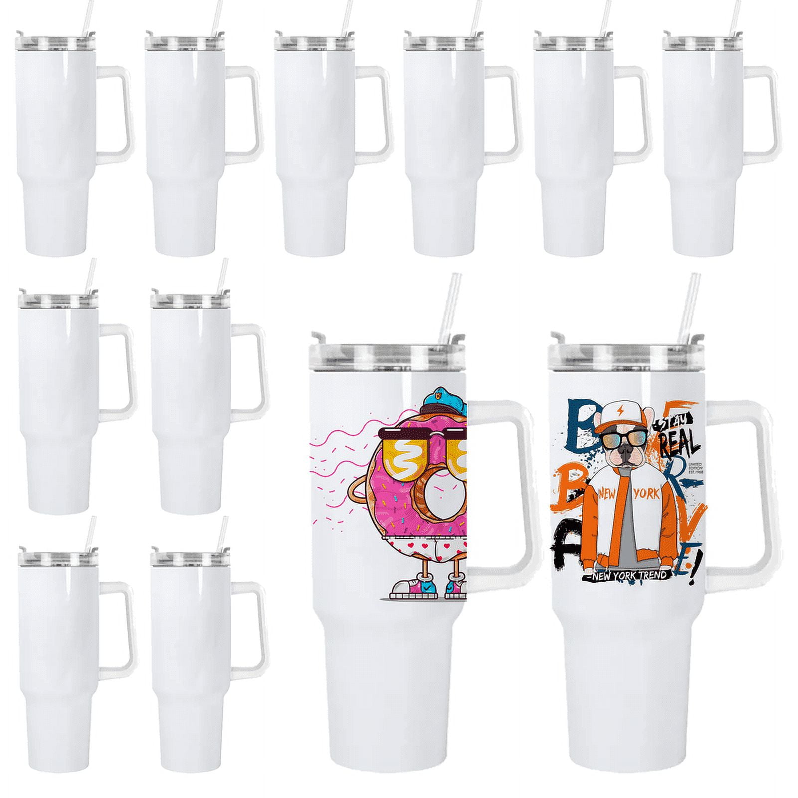 AGH 12 Pack 40 OZ Sublimation Tumbler Blanks with Handle & Straw ...