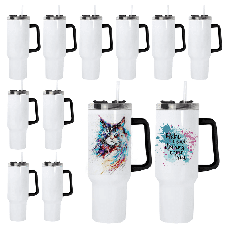 AGH 12 Pack 40 OZ Sublimation Tumbler Blanks with Handle & Straw ...
