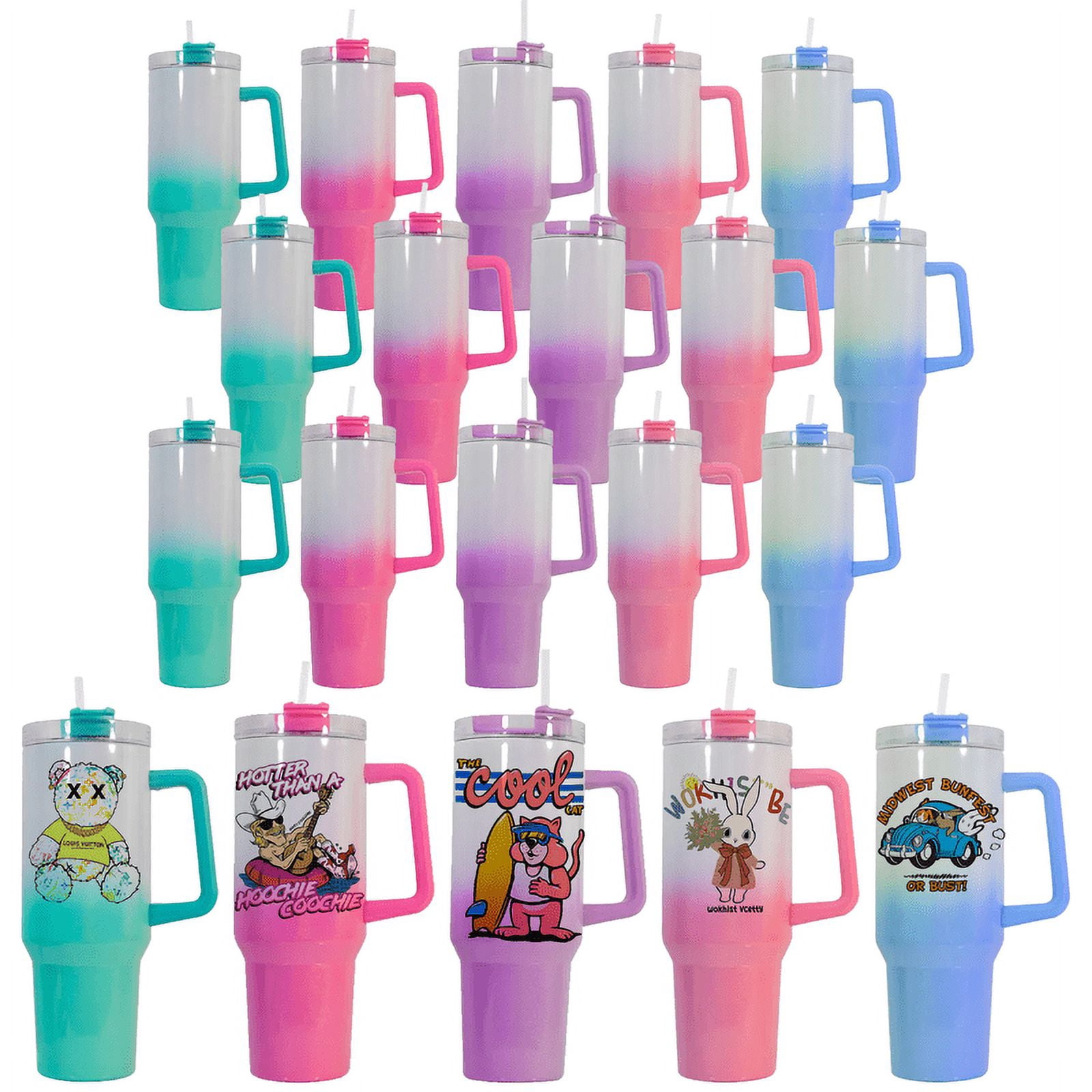 AGH 20 Pack 40 OZ Sublimation Tumbler Blanks with Handle & Straw ...