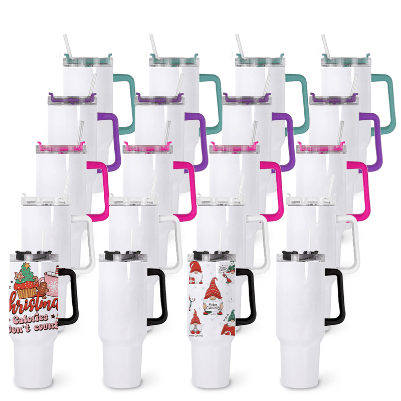 AGH 20 Pack 40 OZ Sublimation Tumbler Blanks with Handle & Straw ...