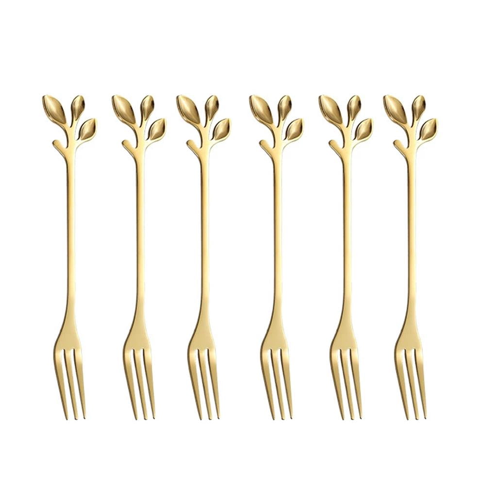 AGIUFGS Gold Leaf Cocktail Forks, Festive Holiday Designs, for Home Use ...