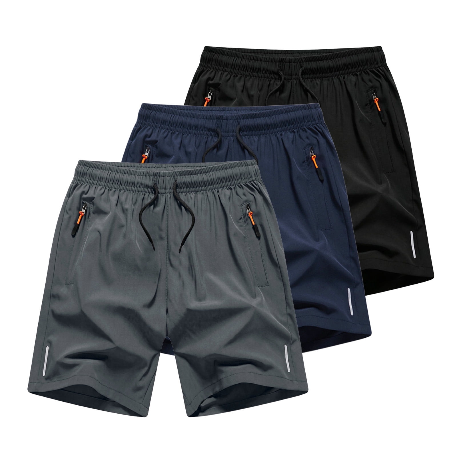AGKIZG 3PC Solid Color Dry Pocket Training Shorts Casual Sports Shorts ...