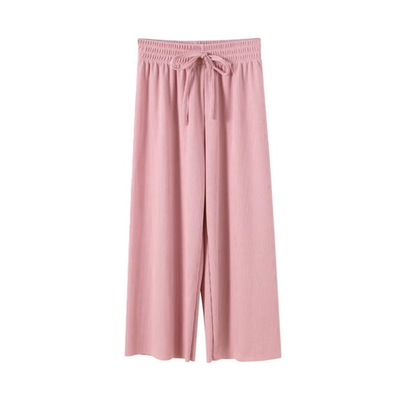 AGKIZG Girls 2 to 14 Years Summer Ice Silk Wide Leg Straight-leg Sports ...