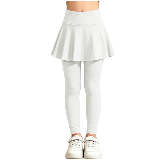 AGKIZG Girls 3-12 Years Solid Color Fall Yoga Skirted Leggings Stretchy ...