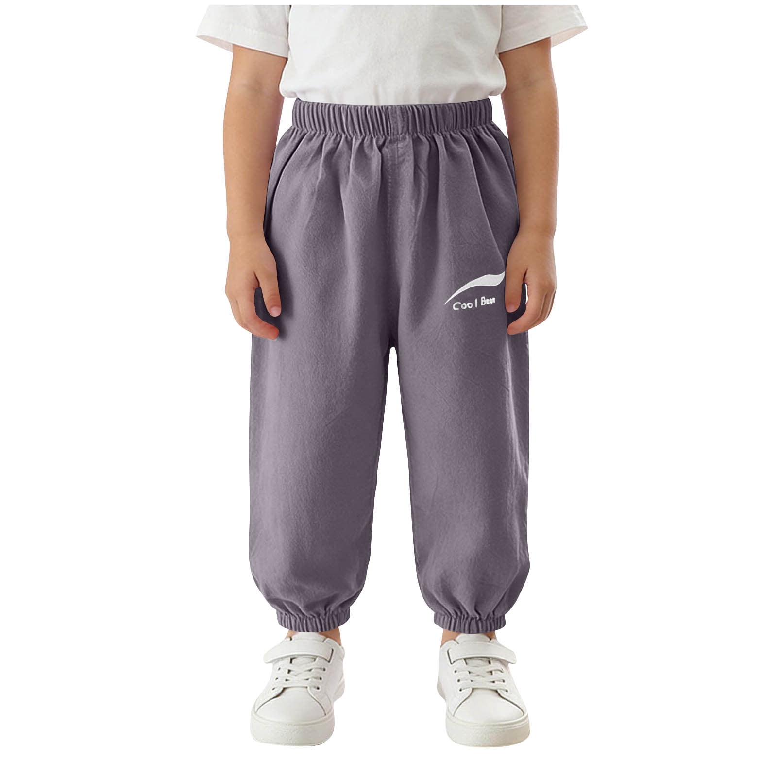 AGKIZG High Waist Solid Color Proof Loose Jogger Long Pants for Kids ...
