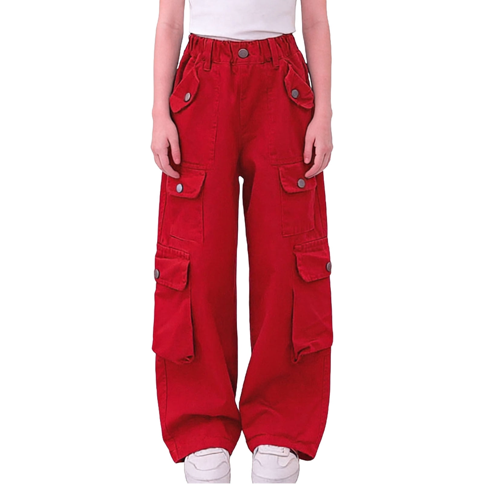 AGKIZG Kids 3 to 15 Years Fall Fabric High Waist Straight Leg Jeans ...