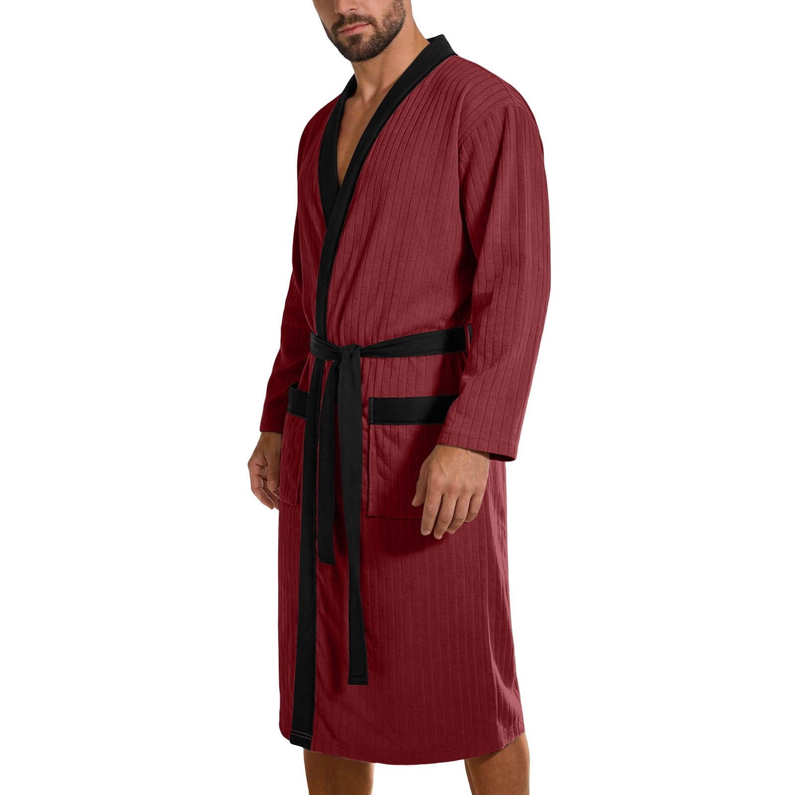 AGKIZG Men Color Home Robe Waist Long Sleeve Full Length Daily Wear ...
