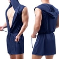 AGKIZG Men Summer Hooded Sleeveless Thin Bathrobe Solid Color Waist ...