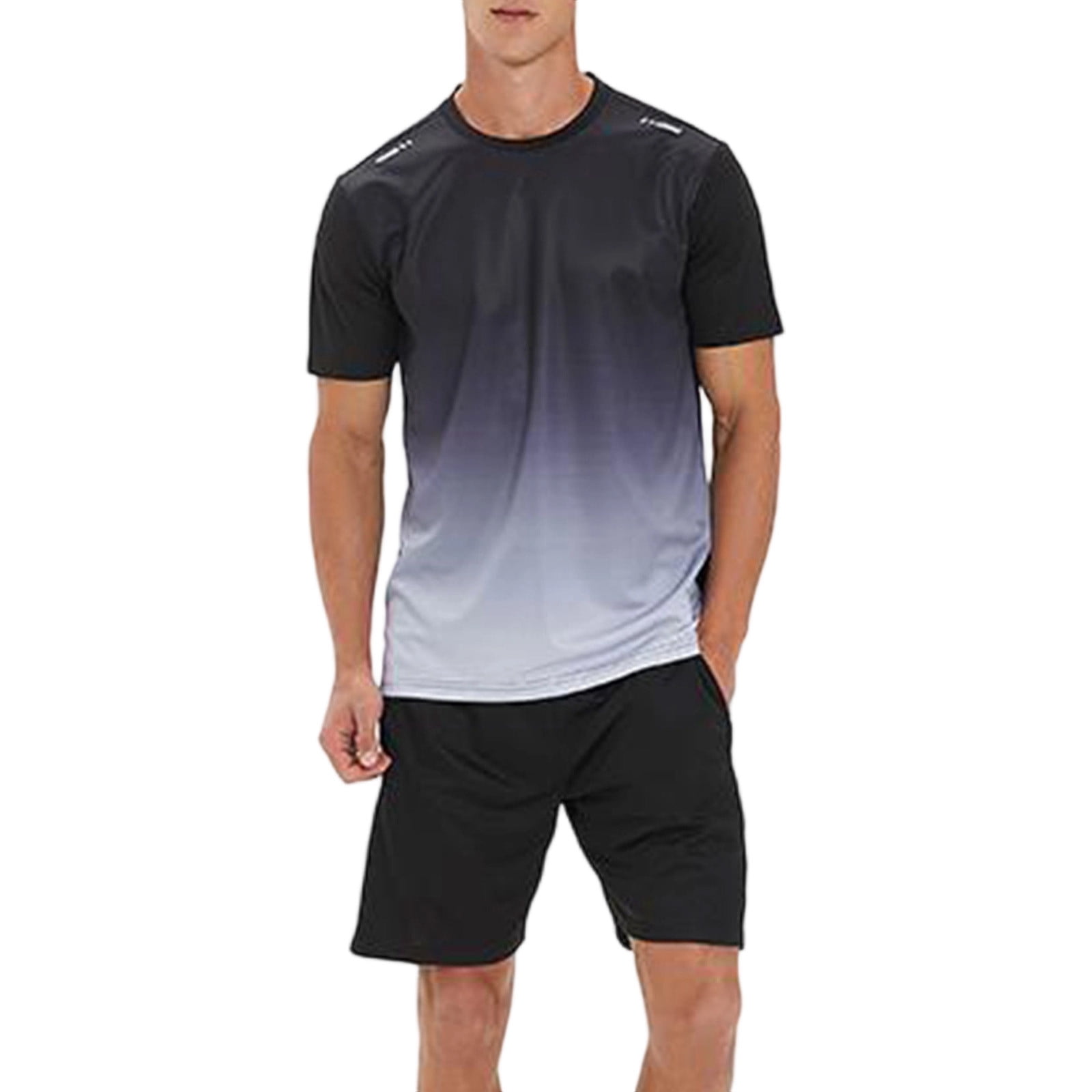 AGKIZG Men's Gradient Color Short Sleeve Crew Neck T Shirt Elastic ...