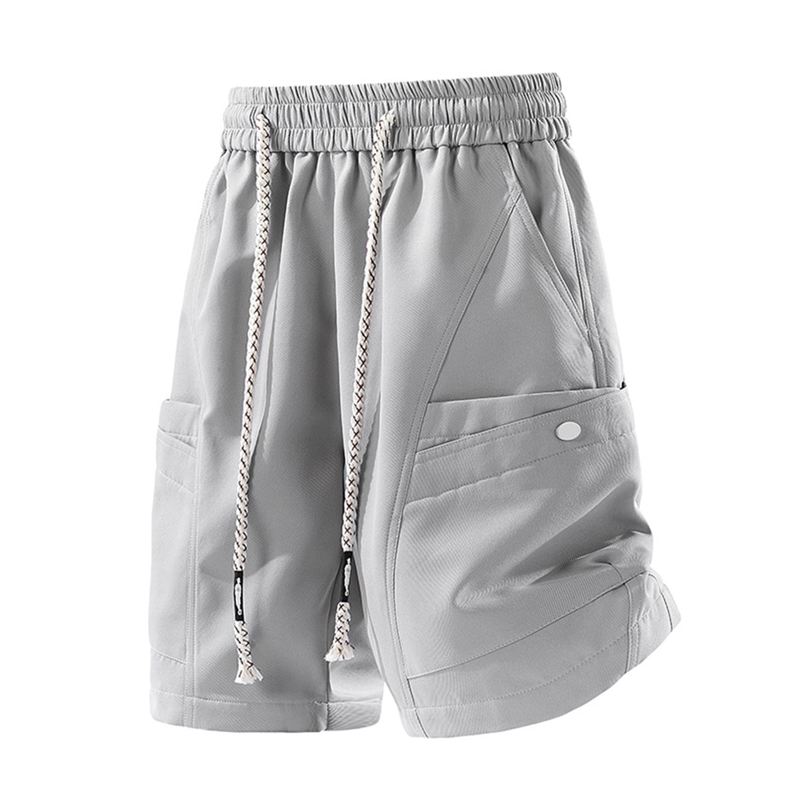 AGKIZG Men's Solid Color Beach Shorts with Elastic Waist Drawstring Ice ...