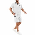 AGKIZG Men's Solid Color Casual Loose Elastic Waist Cargo Shorts Collar ...