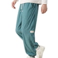 AGKIZG Men's Solid Color Elastic Waist Drawstring Button Closure Long ...