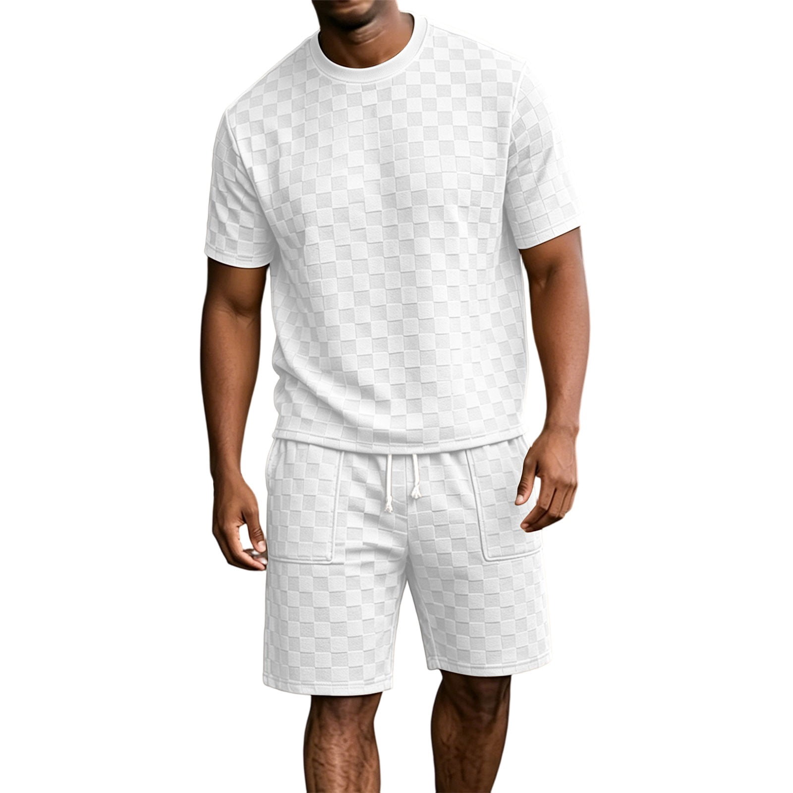 AGKIZG Men's Solid Color Short Sleeve Crew Neck T Shirt Cinched Waist ...