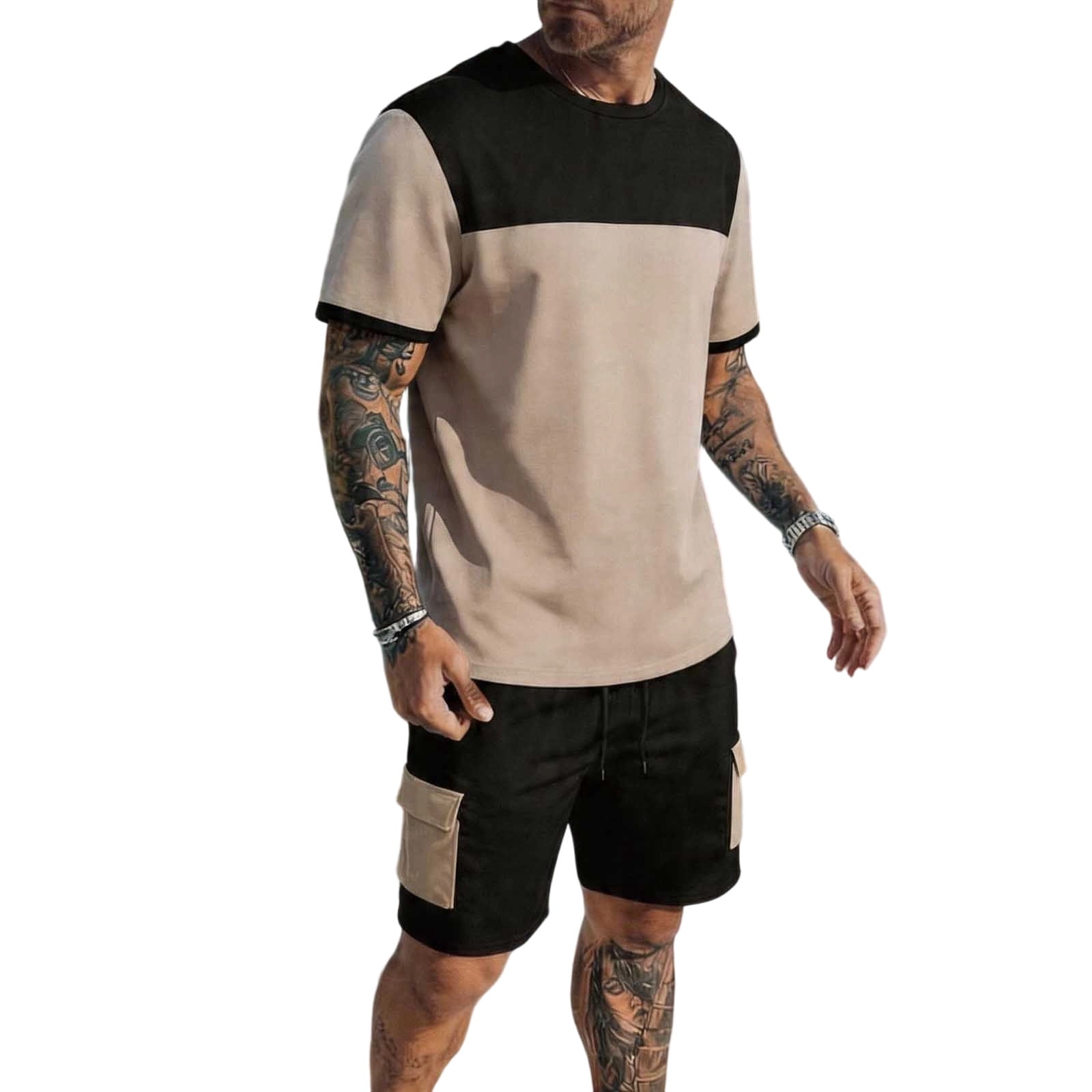 AGKIZG Men's Summer Casual Solid Color Short Sleeve Top Sports T Shirt ...