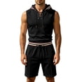AGKIZG Men's Summer Knit Color Hooded Sleeveless Drawstring Top and ...
