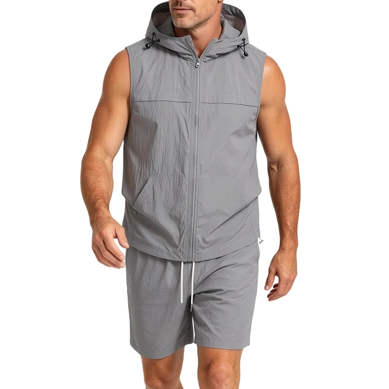 AGKIZG Men's Summer Trendy Loose Short Sleeve Shorts Casual Solid Color ...