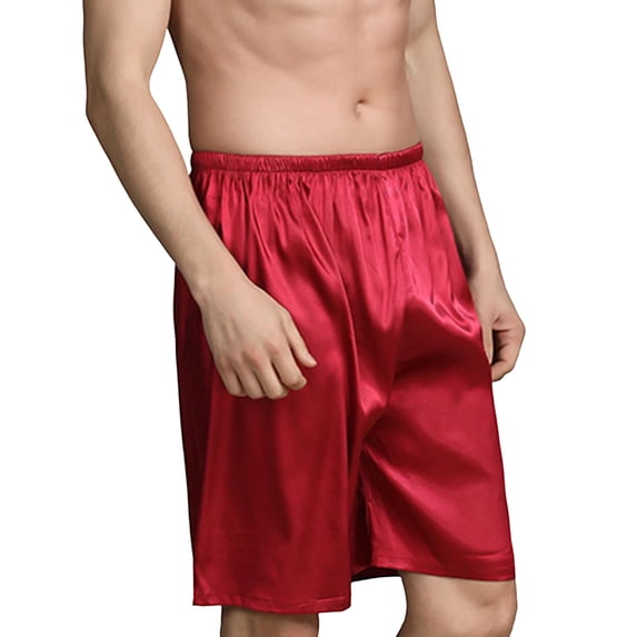 AGKIZG Mens Ice Silk Solid Color Five Points Pajama Pants Thin Elastic ...