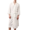 AGKIZG Mens Solid Color Weave 7 Sleeve V Neck Robe with Pocket ...