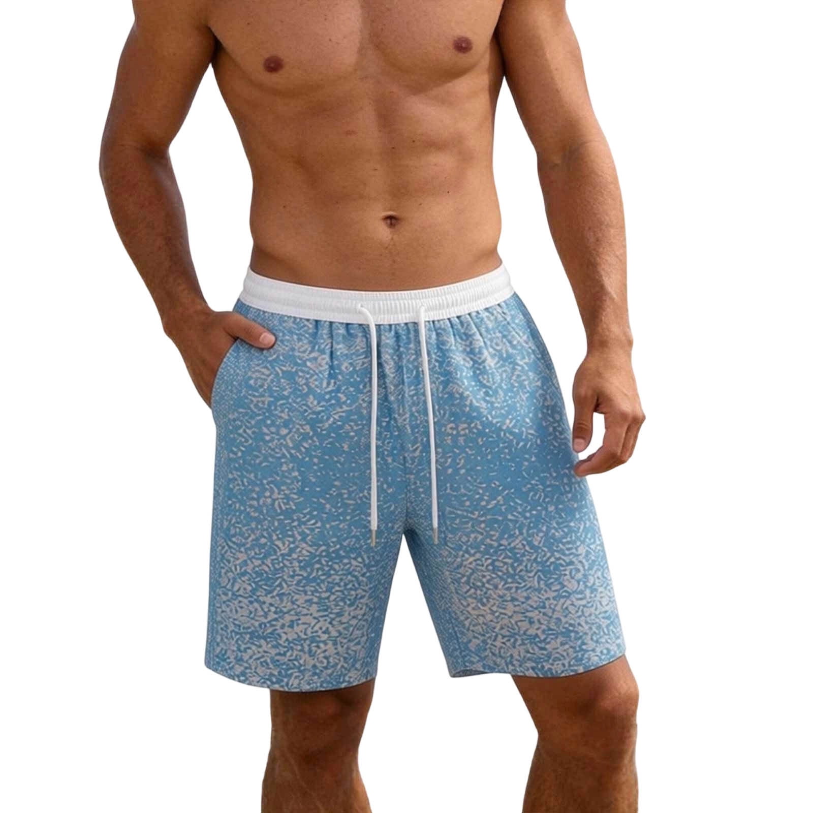 AGKIZG Print Men Casual Shorts Elastic Waist Drawstring with Pockets ...