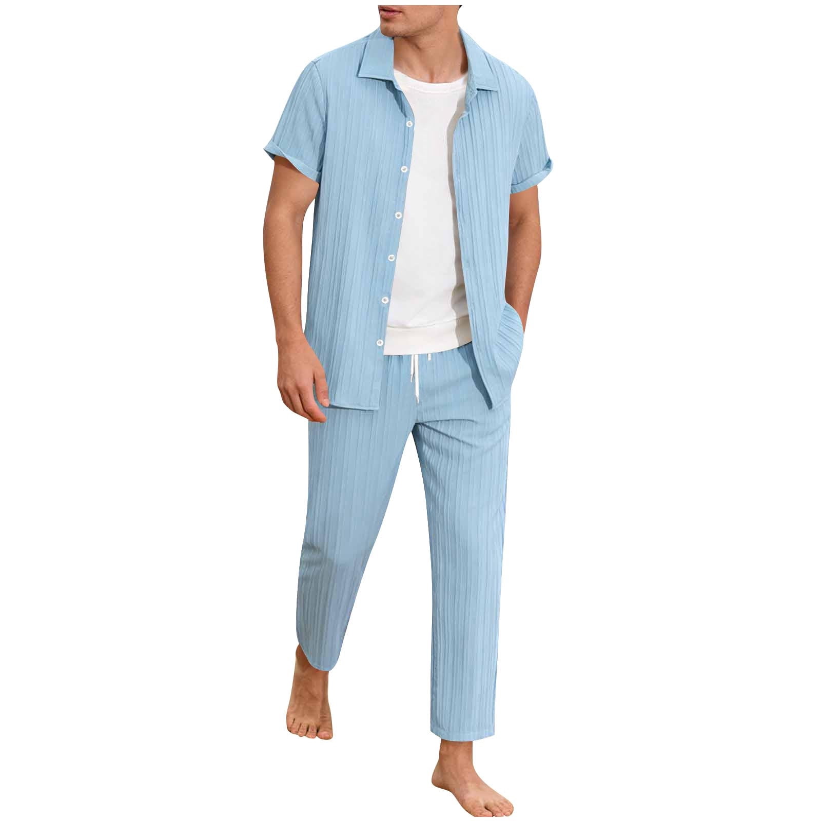 AGKIZG Solid Color Casual Loose Elastic Waist Long Pants Button Up Turn ...