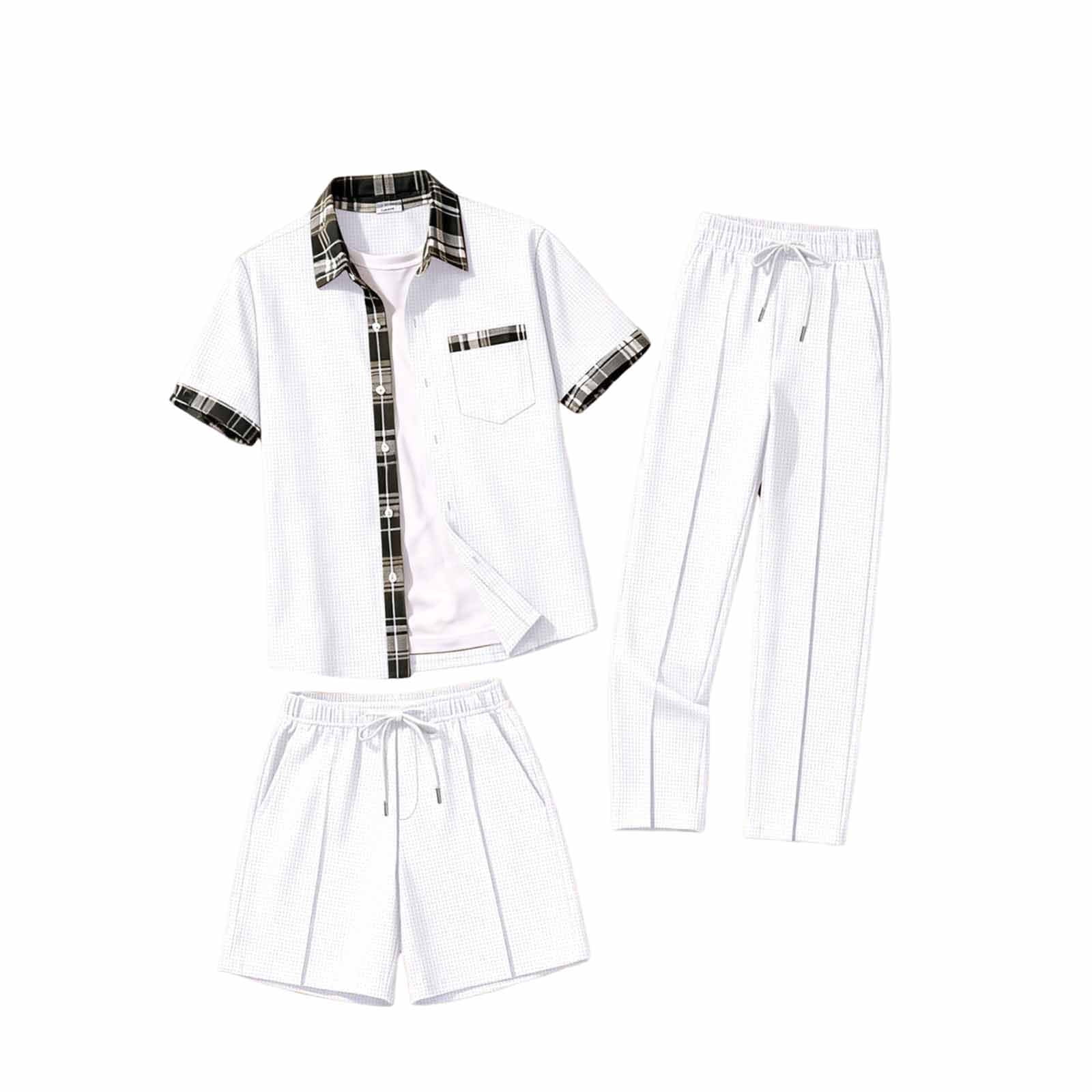 AGKIZG Solid Color Casual Loose Elastic Waist Long and Short Pants ...
