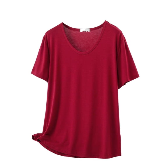 AGKIZG Solid Color Crew Neck Short Sleeve Base Tee Thin Lightweight ...