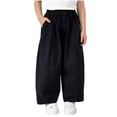AGKIZG Solid Color Elastic Waist Casual Comfortable Daily Long Trousers ...