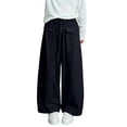 AGKIZG Solid Color Elastic Waist Straight Leg Curved Casual Long Pants ...