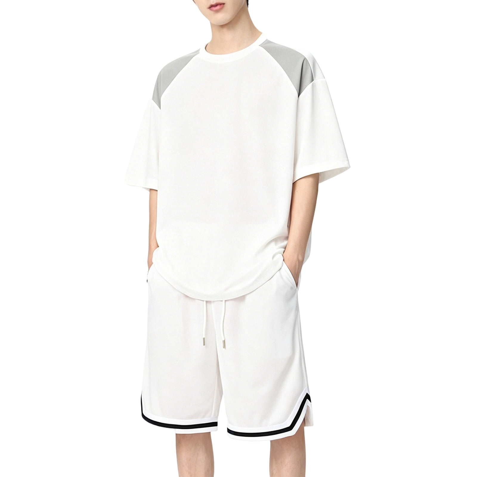 AGKIZG Solid Color Fashion Casual Short Sleeve Summer Ice Silk Thin ...