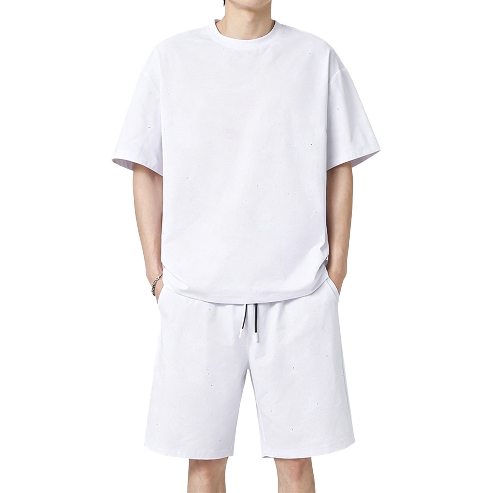 AGKIZG Solid Color Fashion Casual Short Sleeve Summer Ice Silk Thin ...
