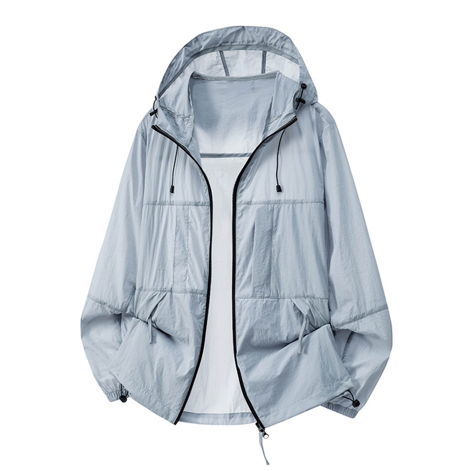 AGKIZG Solid Color Fashion Outdoor Pocket Sun Protection Hooded Long ...