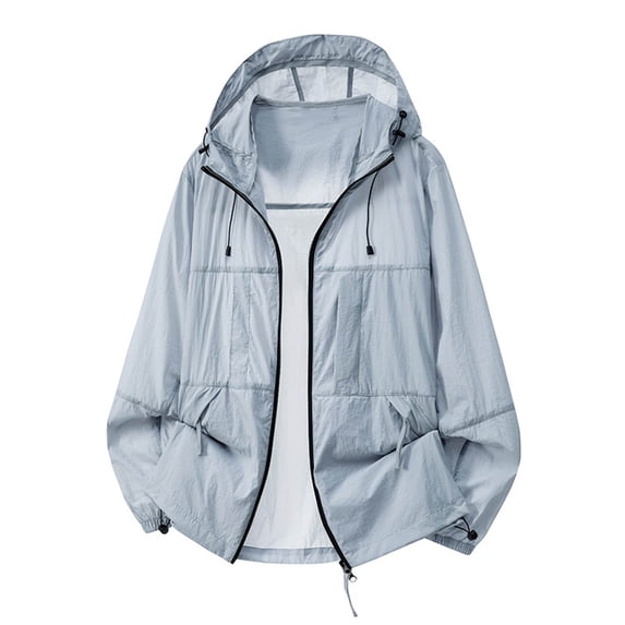AGKIZG Solid Color Fashion Outdoor Pocket Sun Protection Hooded Long ...