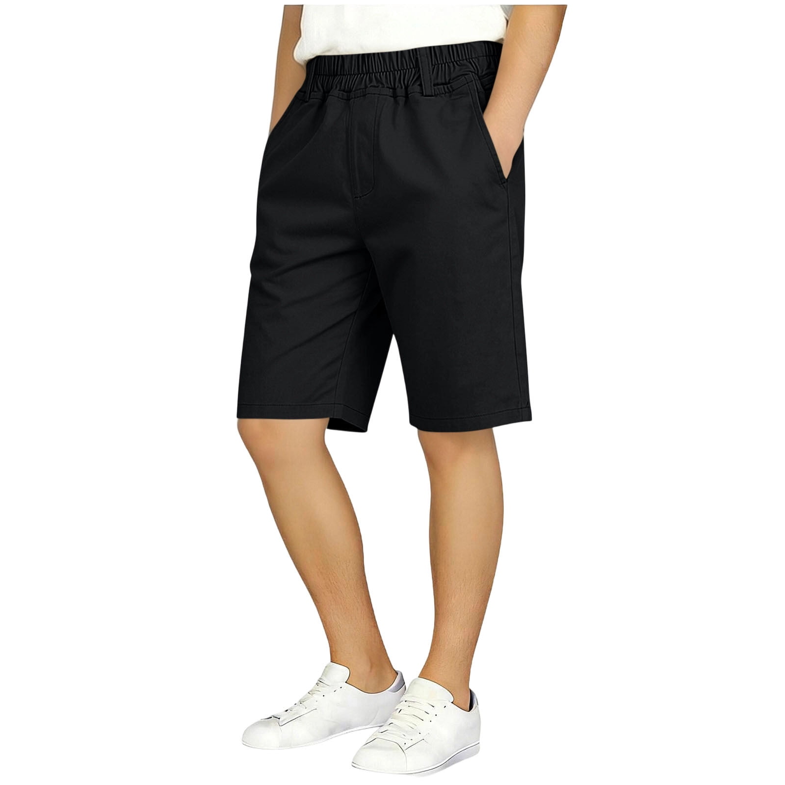 AGKIZG Solid Color Full Elastic Waist School Uniform Five Point Shorts ...